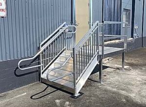 Stairs with Two Line Railing - Upside Innovations Installation