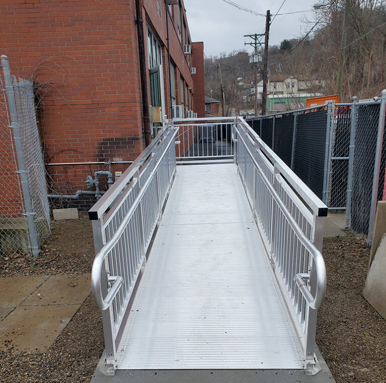 Long L-Shaped Access Ramp for School - Upside Installation